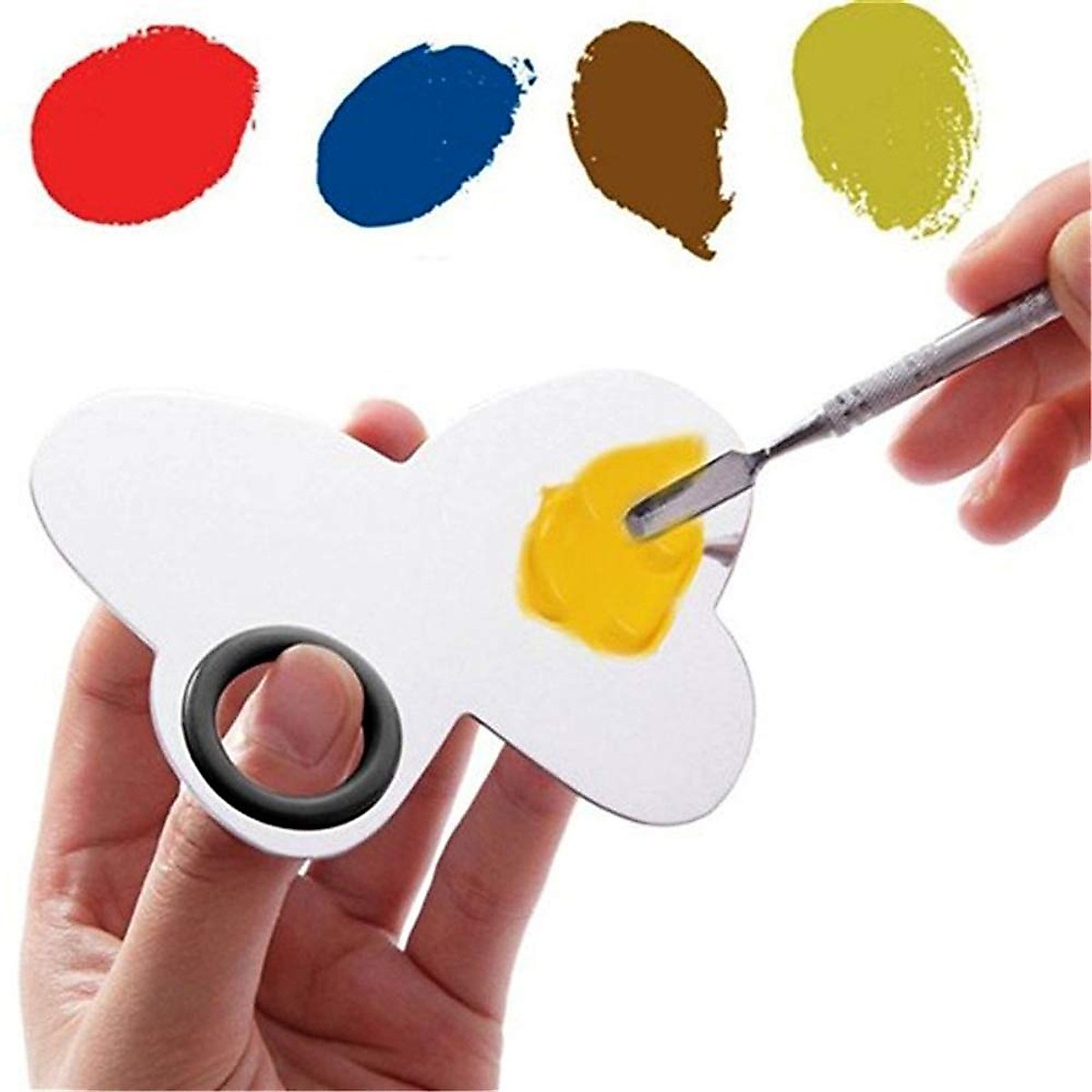 AYWFEY 2 Sets 2 in 1 Set Makeup Mixing Palette, Stainless Steel Cosmetic Foundation Makeup Palette with Spatula, Makeup Artist Makeup Enthusiast Tools for Blending Cosmetic Eye Shadow Lipstick, Silver