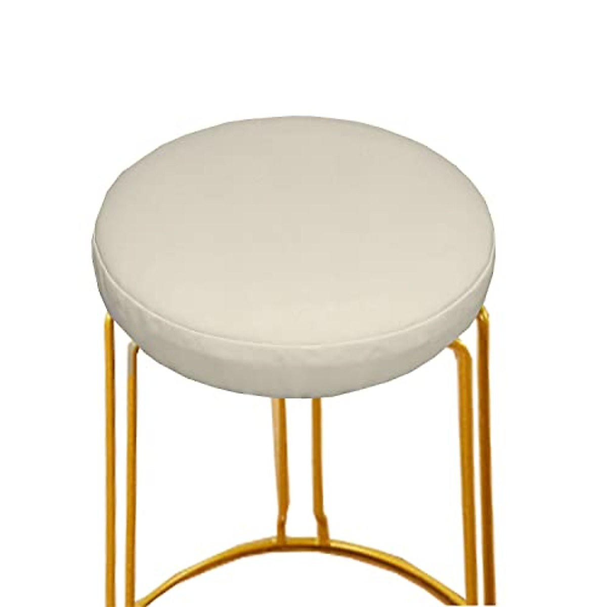 HFCNMY Stool Covers Round, 2 Pack Waterproof PU Round Bar Stool Covers with Elastic Bands Bar Chair Covers Bar Stool Seat Covers Washable Stool Cushion Slipcover for 13-14 Inch Chair(Beige)