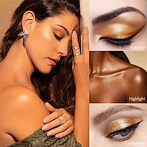 Rosarden Glitter Liquid Eyeshadow, Glitter Eyeshadow, Face Glitter, Liquid Eyeshadow,Metallic Eye Shadow, Long Lasting, Quick-Drying, Waterproof Orange Glittering Eye Shadow For Women