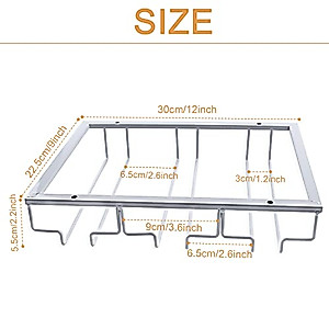 Enenes Wine Glass Holder 1PACK Wine Glasses Rack 3 Rows Iron Wine Glasses Hanger Stemware Rack Under Cabinet Wine Glasses Hanger Storage Hanger for Cabinet Kitchen Bar (White)