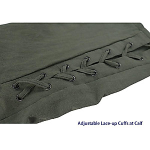 Men's Cotton Linen Renaissance Ankle Banded Pants Retro Medieval Viking Navigator Pirate Trousers (X-Large, Army Green)