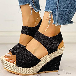 UQGHQO women slippers Women's Sandals Comfortable Flip Flops for Women with Arch Support Summer Casual Wedge Sandals Shoes Massage Function Women's Platform & Wedge Sandals