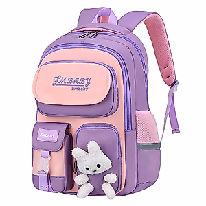 Kawaii Backpack Girls Backpack Cute Large Capacity Backpack Multifunction Laptop Travel Bag For Girls (Purple 17inch)