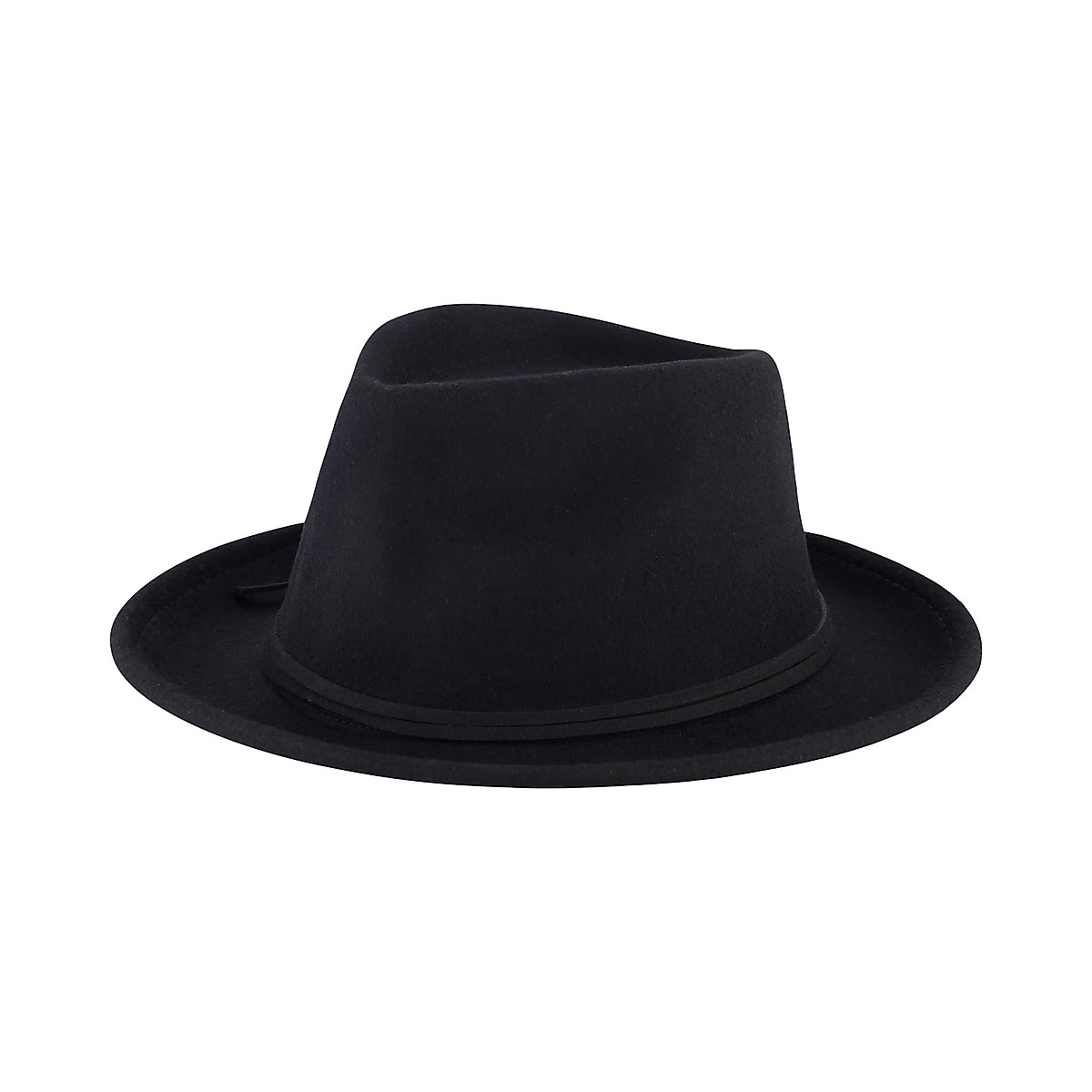 Christian Siriano New York Fedora Hat, Wool Felt Pork Pie Wide Brim Fashion Hat for Men and Women, Black, One Size