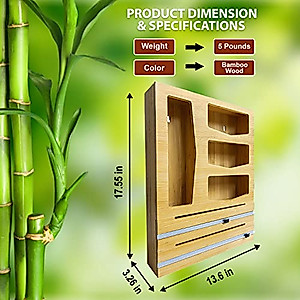 : Ziplock Bag Organizer Storage Cabinet - Foil and Plastic Wrap Organizer with Cutter for Kitchen Organization - Bamboo 6-in-1 Plastic Wrap Dispenser Suitable for, Foil, Gallon, Quart, Sandwich Bags