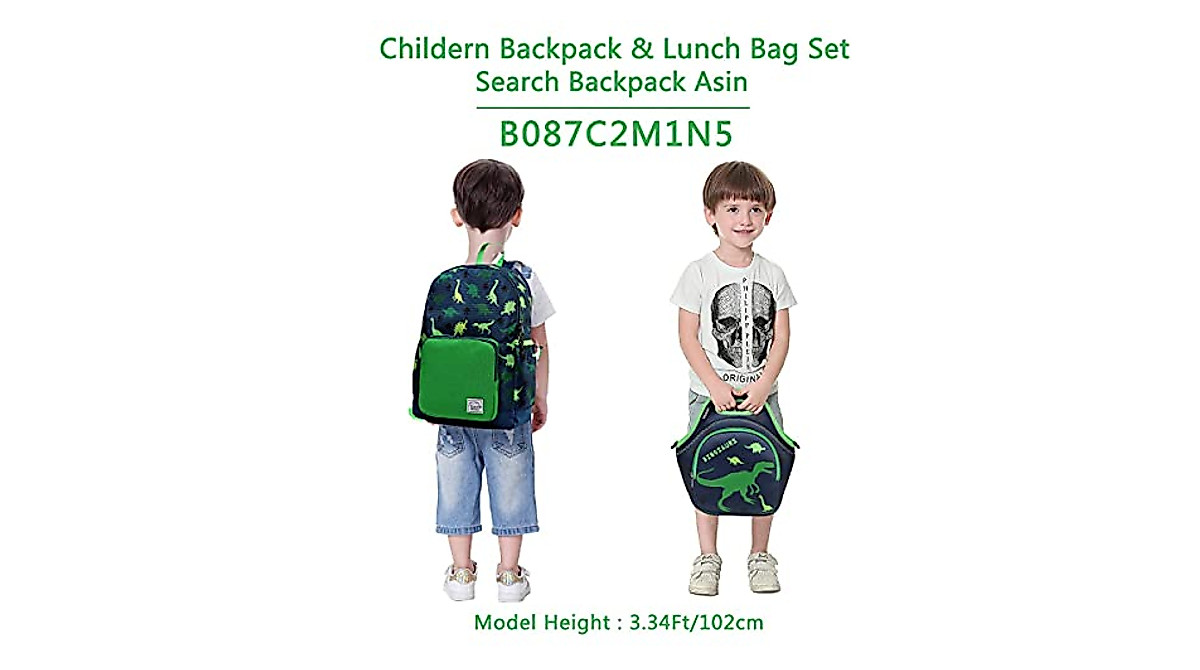 VASCHY Dinosaur Preschool Backpack & Lunch Box Set