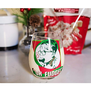 Silver Buffalo A Christmas Story Oh Fudge! Stemless Wine Glass | Holds 20 Ounces