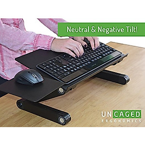 WorkEZ Keyboard and Mouse Tray ergonomic on-desk riser stand adjustable height angle negative tilt Raise computer keyboards to Standing Height sit stand-up standing accessories lift black