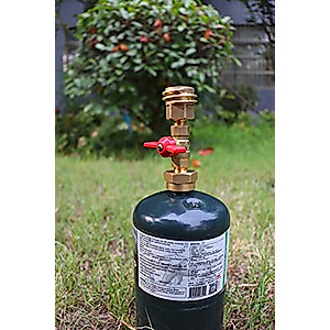 LONGADS 1lb Propane Tank Adapter with Valve, 20lb to 1lb Propane Adapter for 1lb/16.4oz Disposable Throwaway Cylinder, Hook Up Small Propane Tanks When 20lb Ran Out, Solid Brass