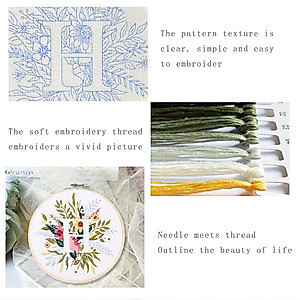Silentsea Embroidery kit, 3 Sets of Floral Patterns for Beginners, with Hoops, Embroidery Cloth, Needles, Embroidery Thread and Other Tools