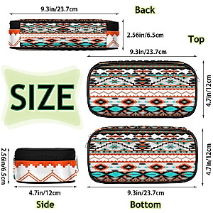 Aztec Big Capacity Pencil Pen Case Aztec Print Large Pencil Pouch with Zipper Compartments Pencil Bag for Boys Girls Adults Student Office School Supplies