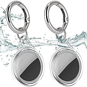 2 Pack Airtag Case Waterproof Air Tag Keychain Holder Compatible with Apple AirTag Case for Dog Cat Collar Luggage Tracker Key Soft Full Body Shockproof Anti-Scratch Locator Protective Cover Clear