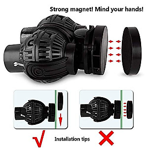 FREESEA Aquarium Circulation Pump Wave Maker Power Head with magnetic mount Suction (1600 GPH, Black)