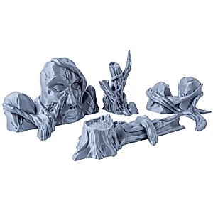 3D Vikings Magical Forest - 4-Piece Mystical Trees and Carved Rock, 28/32mm Scale, Tabletop RPG Terrain