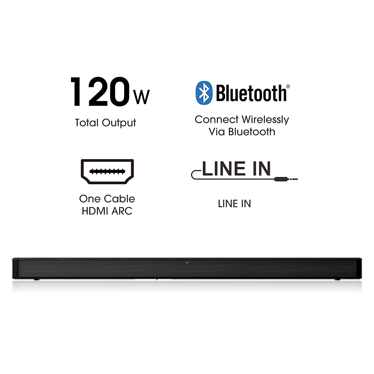 Hisense HS205G 2.0Ch Sound Bar, 120W, DTS Virtual: X, Dolby Audio, HDMI/ARC/Optical/USB, Bluetooth, Roku TV Ready, Black (HS205G, 2024 Model) (Renewed)