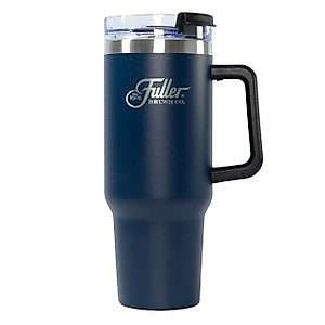Fuller Brush Stainless Steel Tumbler with Handle - 40 oz. – Lead & BPA-Free - Double-Wall Insulated Travel Mug – Keeps Drinks Hot or Cold for Hours – Spill-Resistant Lid & Straw (Steel Blue)