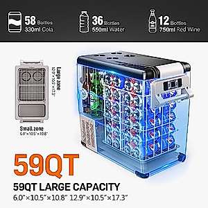 EUHOMY 12 Volt Car Refrigerator,59 Quart(55L) Car Fridge Electric Cooler APP Control,12V Refrigerator -4℉~68℉ with 12/24V DC & 110-240V AC, Portable Refrigerator for Camping, Travel, RV, Truck, Home.