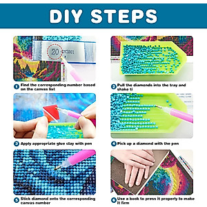 12 Pack Diamond Painting Kits, 5D Diamond Art Crystal Flowers Moon Beach Kits for Adults Beginners, Full Drill DIY Dimond Painting Picture, Gem Art Crafts for Home Wall Decor 11.8x15.7in