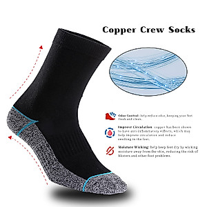 Kodal Copper Infused Crew Socks Business Athletic Moisture Wicking Odor Free Comfortable for All Day Wear (5 Pairs)