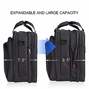 KROSER Laptop Bag Expandable Lightweight Briefcase for 17.3" Laptop Premium Business Work Bag Water-Repellent Messenger Bag with RFID Pockets for Travel/Women/Men-Black