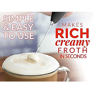 Zulay Powerful Milk Frother for Coffee with Upgraded Titanium Motor - Handheld Frother Electric Whisk, Milk Foamer, Mini Blender and Electric Mixer Coffee Frother for Frappe, Matcha, No Stand - Black