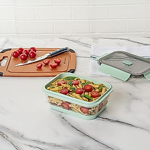 Restaurantware-Fresh Hero 40 Ounce Storage Containers, 1 Durable Airtight Food Containers - Microwavable, Freezable, Green Plastic Collapsible Containers, Dishwashable, With Vented Lids