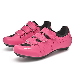 Ksloutdoor Peloton Unisex Cycling Shoes Women Bike Outdoor Sports Shoes Road Bike Cycling Shoes for Men SPD Indoor Peloton Bike Shoes Compatible SPD Cleats Riding Shoe Pink Size 6.5/8