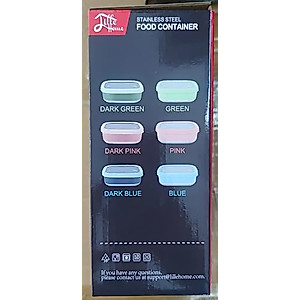 Lille Home Leak Proof Steel Food Containers - Snack Stainless Steel Containers - Ideal for Educational Settings & Daycare - Nesting Trio with Silicone Lids - 47oz+30oz+16oz - Dark Blue