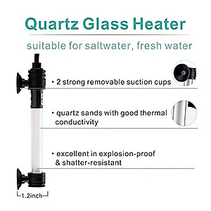 hygger 50W Mini Inline Quartz Glass Aquarium Heater with External Controller, Adjustable Submersible Betta Fish Tank Thermostat for 5-15 Gallon