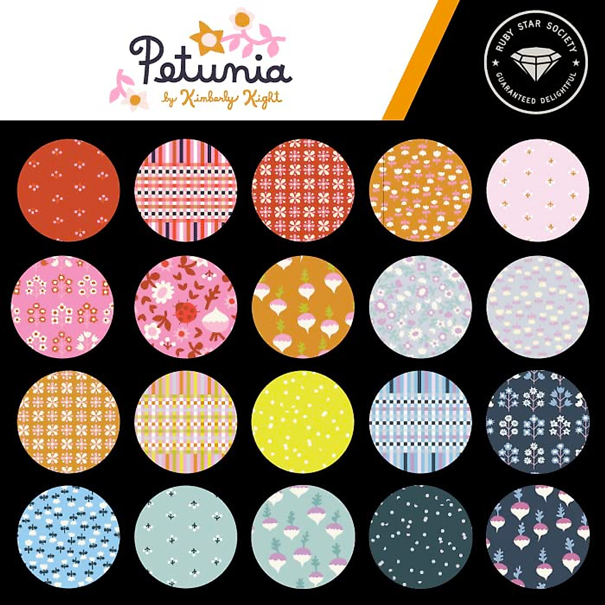 Petunia Jelly Roll (40 Pieces) by Kimberly Kight for Ruby Star Society + Moda 2.5 x 44 inches (6.35 cm x 111.76 cm) Fabric Strips
