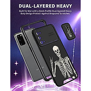 Goocrux for Samsung Galaxy S20 Case Skeleton Skull Women Girls Cute Gothic Phone Cover Cool Horror Unique Design Goth Aesthetic with Slide Camera Cover Funny Spooky Cases for Galaxy S20 5G 6.2''