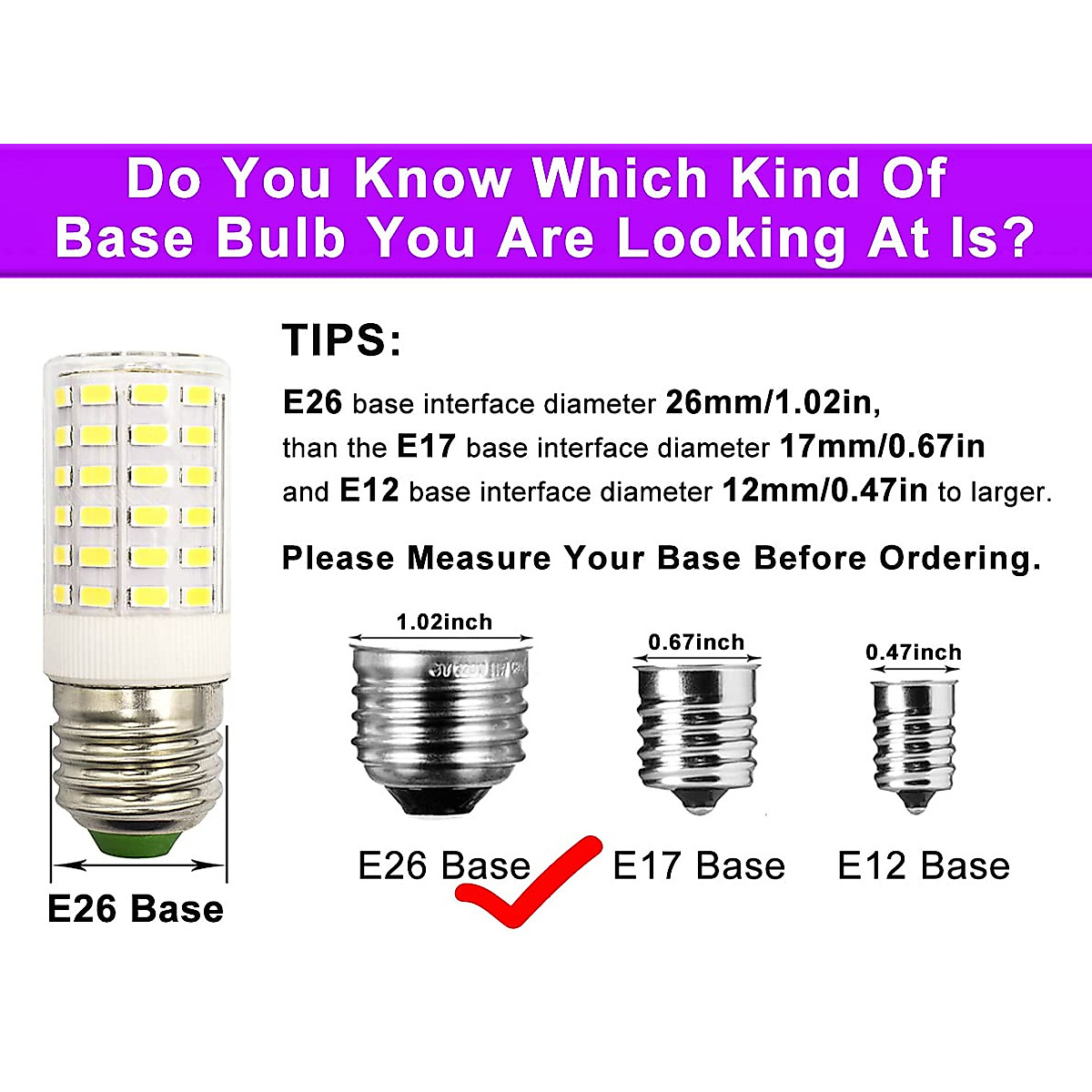 Haidecnc Refrigerator Light Bulb 7W LED E26 Equivalent 100W A15 Fridge Freezer Appliance Home Lighting E26 Edison Halogen, Cool White 6500K 100V-265V Super Bright Corn Lamp, Pack of 2 2T5766C-WE26