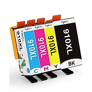 Topkolor Compatible HP 910XL Ink Cartridges Compatible HP Ink 910 Officejet Pro 8020 8020e 8025 8025e 8025e 8035 8035e 8028 8028e and OfficeJet 8022 8022e Printers, 4 Pack 910 XL Ink Cartridges
