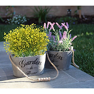 LOVENIMEN Artificial Plants, Plastic Shrubs Fake Simulation Bushes Wedding Outdoor Home Garden Verandah Parterre Office Table Centerpieces Arrangements Decoration DIY Planter Filler - Yellow 8 Pack