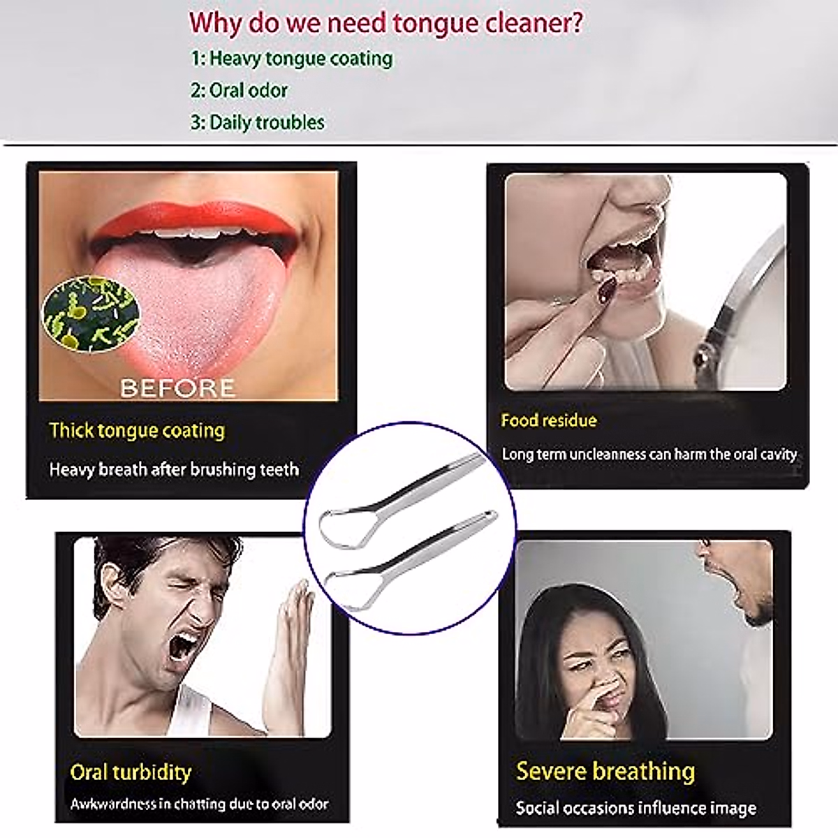 2pcs Tongue Scrubber, Copper Tongue Scraper, Best Tongue Scraper for Reducing Bad Breath and Refreshing Lips, Suitable for Everyone(Trumpet)