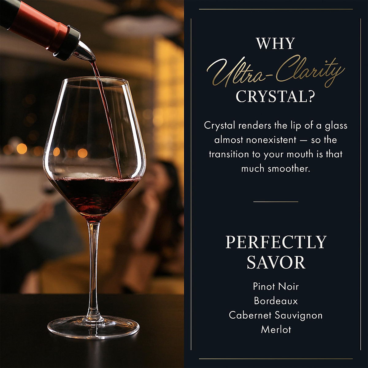 ELIXIR GLASSWARE Red Wine Glasses – Set of 4 Hand Blown Large Wine Glasses – Long Stem Wine Glasses, Premium Crystal – Wine Tasting, Wedding, Anniversary, Christmas – 22oz, Clear