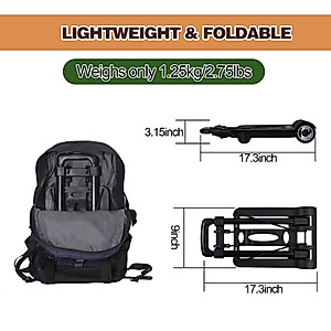 KINJOEK 25kg 55lbs Folding Hand Truck, Solid Construction Utility Cart for Luggage with 2 Oversized Wheels Bonus Bungee Cord, Collapsible, Lightweight and Compact Luggage Dolly Cart for Travel, Black