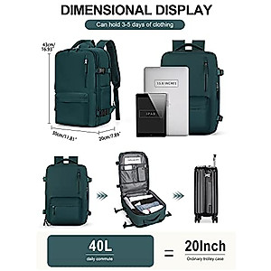 winspansy Carry on Backpack,Travel Backpack for Women Men Airline Approved Personal Item Size Hiking Gym Backpack Weekender Casual Daypack Backpack Waterproof Bag with Shoe Compartment, Peacock Blue