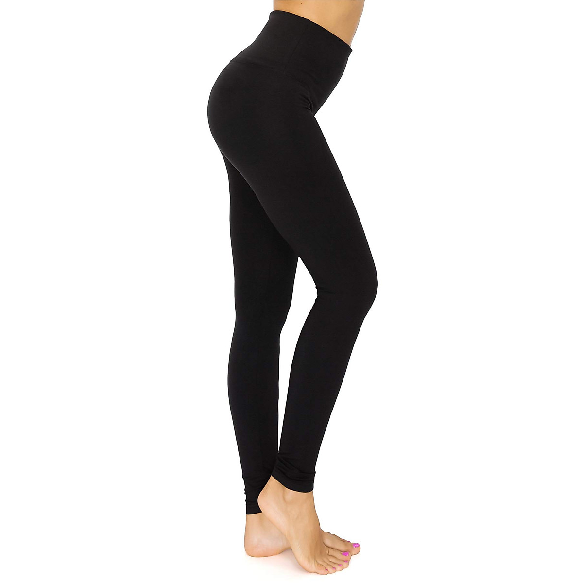 Leggings Depot Womens ActiveFlex 5" Waistband High Waisted Active Leggings Pants (Black, 1X)