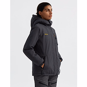 GEMYSE Women's Ski Snow Jacket Warm Winter Waterproof Coat Snowboard Rain Jacket Hooded Windproof Windbreaker（Graphite Grey,Medium）
