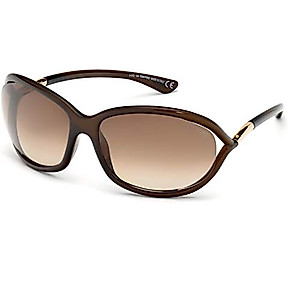 Tom Ford FT0008 Jennifer 692 61MM Shiny Dark Brown/Gradient Brown Geometric Sunglasses for Women + BUNDLE with Designer iWear Complimentary Care Kit