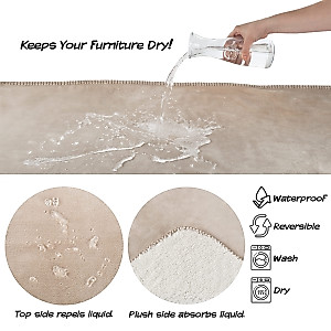 PETMAKER Waterproof Pet Blanket - 30x40-Inch Reversible Sherpa Fleece Throw Protects Couches, Cars, and Beds from Spills, Stains, and Fur (Tan)