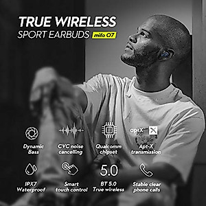 mifo True Wireless Earbuds Qualcomm APT-X CVC 8.0 Noise Cancelling O7 Wireless Headphones Bluetooth 5.0 Stereo Hi-Fi Sound in Ear Water-Resistant Built in Mic Earphone with Charging Case