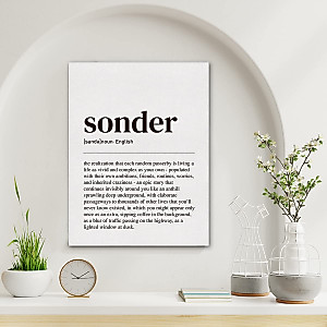 Sonder Definition Canvas Wall Art Poster Print Gift, Minimalist Sonder Meaning Painting Ready to Hang Home Decor (11.5" x 15")