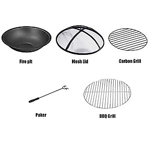 LEAYAN Garden Fire Pit Grill Bowl Grill Barbecue Rack Outdoor Fire Pit Garden Wood Burning Fire Pit Bowl Barbecue Table, Backyard Patio Lawn Garden Fire Pit Cooking Grate