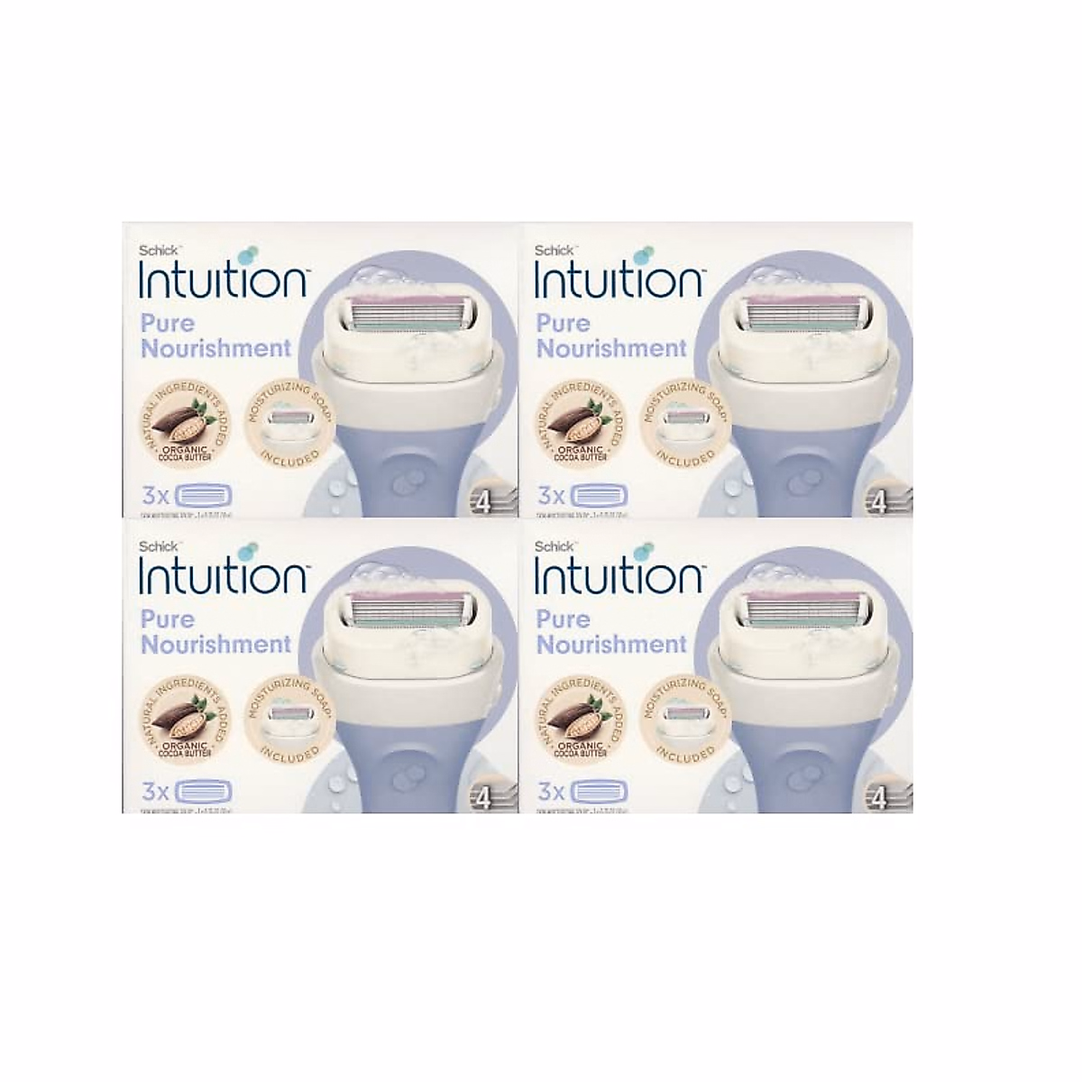 Schick Intuition Pure Nourishment with Organic Cocoa Butter 12 Cartridge Women's Razor Refills