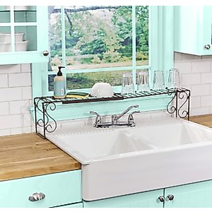 Kovot Expandable Over The Sink Shelf Extends in length from 24.5" to 40.75" | Add additional storage for soaps, cleansers, sponges and more 8.5" H x 5.75" D (Bronze)