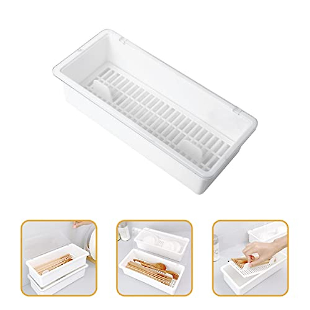 UPKOCH 5pcs box Metal and Flatware Drawer Tray Drying Holder Drainage Cutter Lid Plastic Cover Case Utensil Fork Storage Cutlery for Container Dish Silverware Spoon Home Basket Kitchen