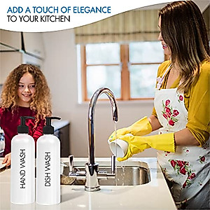 Empty Hand and Dish Soap Dispenser Set – (Pack of 2, 17 Oz) Reusable & Refillable Dish Soap Dispenser & Kitchen Hand Soap Dispenser Bottles Set for Countertop, Sink, Slab & Dish Washing