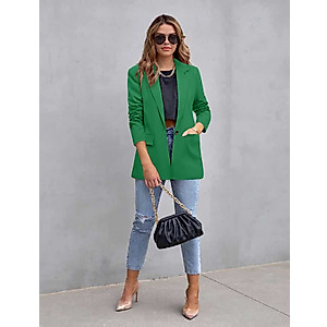 CRAZY GRID Womens Casual Blazer Long Sleeve Business Suit Jacket Open Front Button Work Office Blazer Jacket Fashion Dressy Ladies Blazer Green Size Large